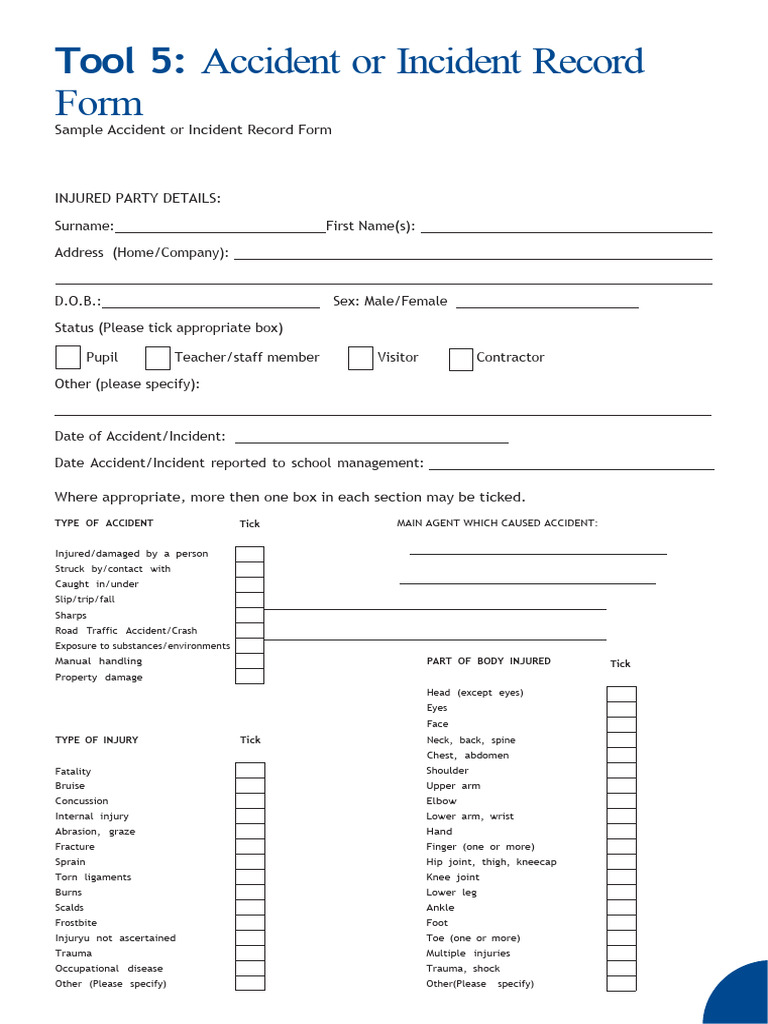 Accident and Incident Record Form | PDF | Occupational Safety And Health