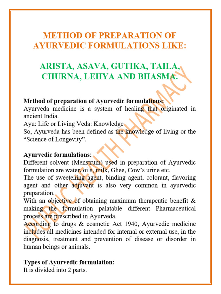Ayurvedic Formulation Preparation Methods | PDF | Ayurveda