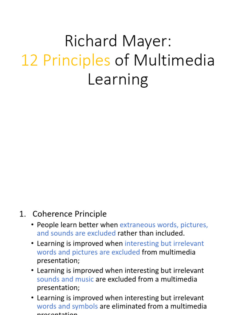 12 Principles of Multimedia Learning | PDF | Learning | Multimedia