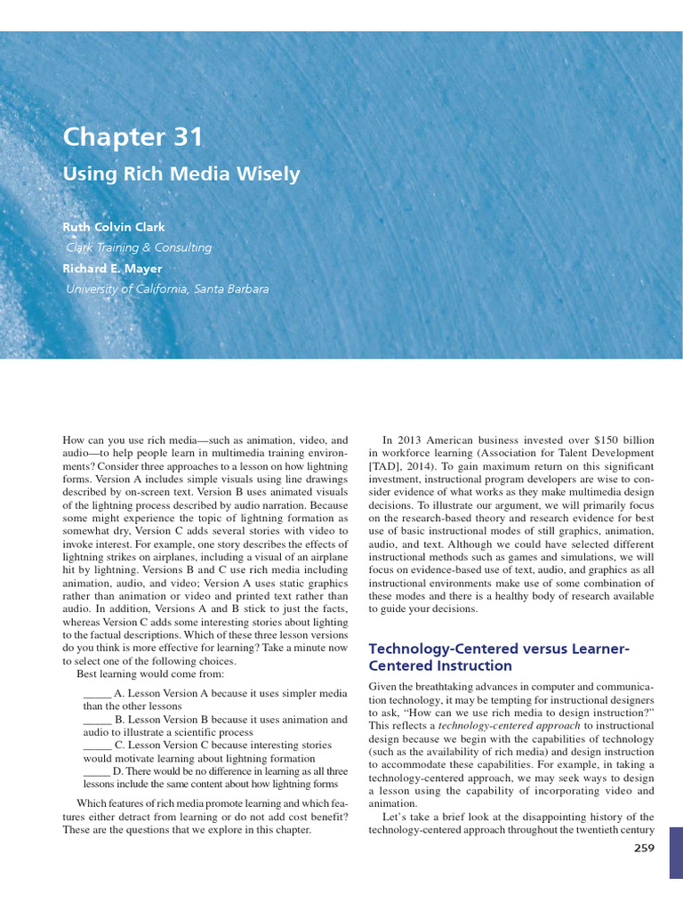 Reading Material - Use Rich Media Wisely - v2 | PDF | Learning | Memory