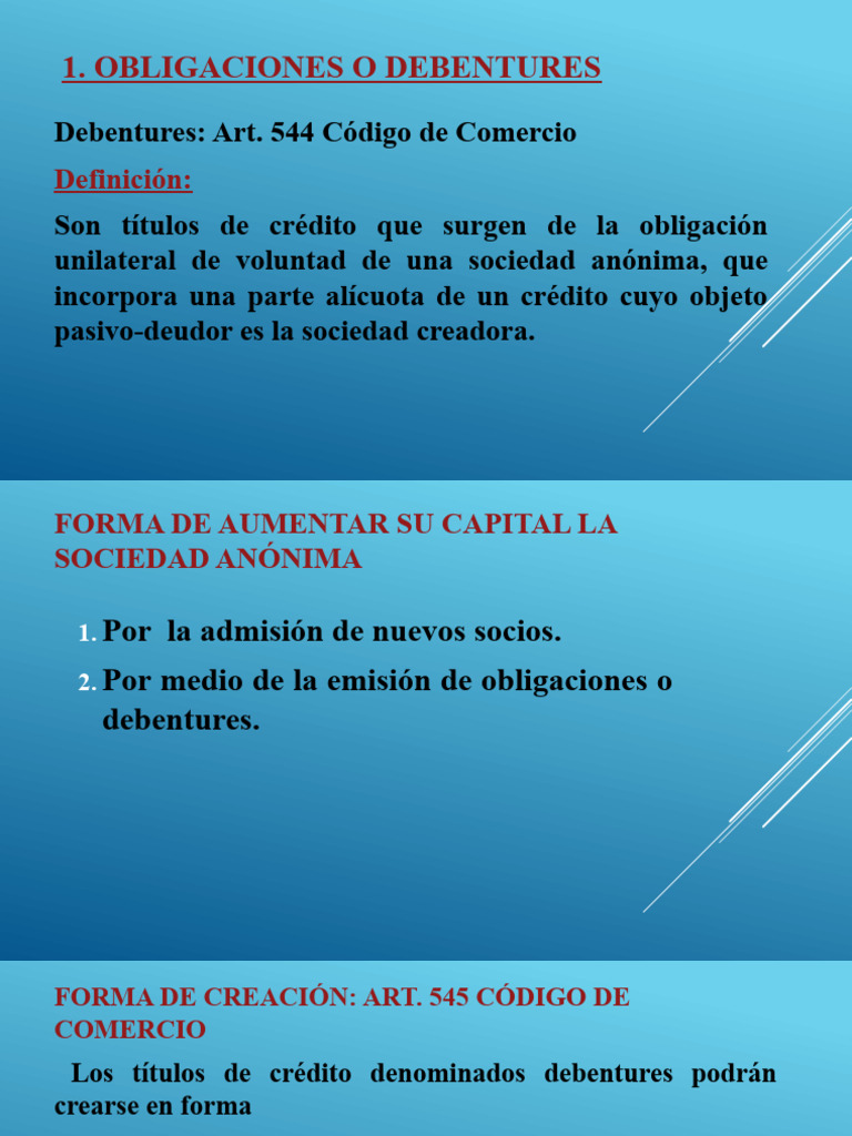 Obligaciones o Debentures | PDF | Derecho