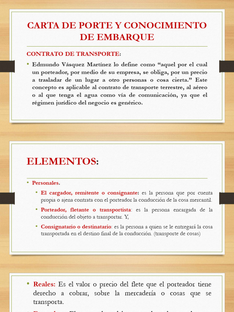 Carta de Porte y Conocimiento de Embarque | PDF | Guía de carga ...