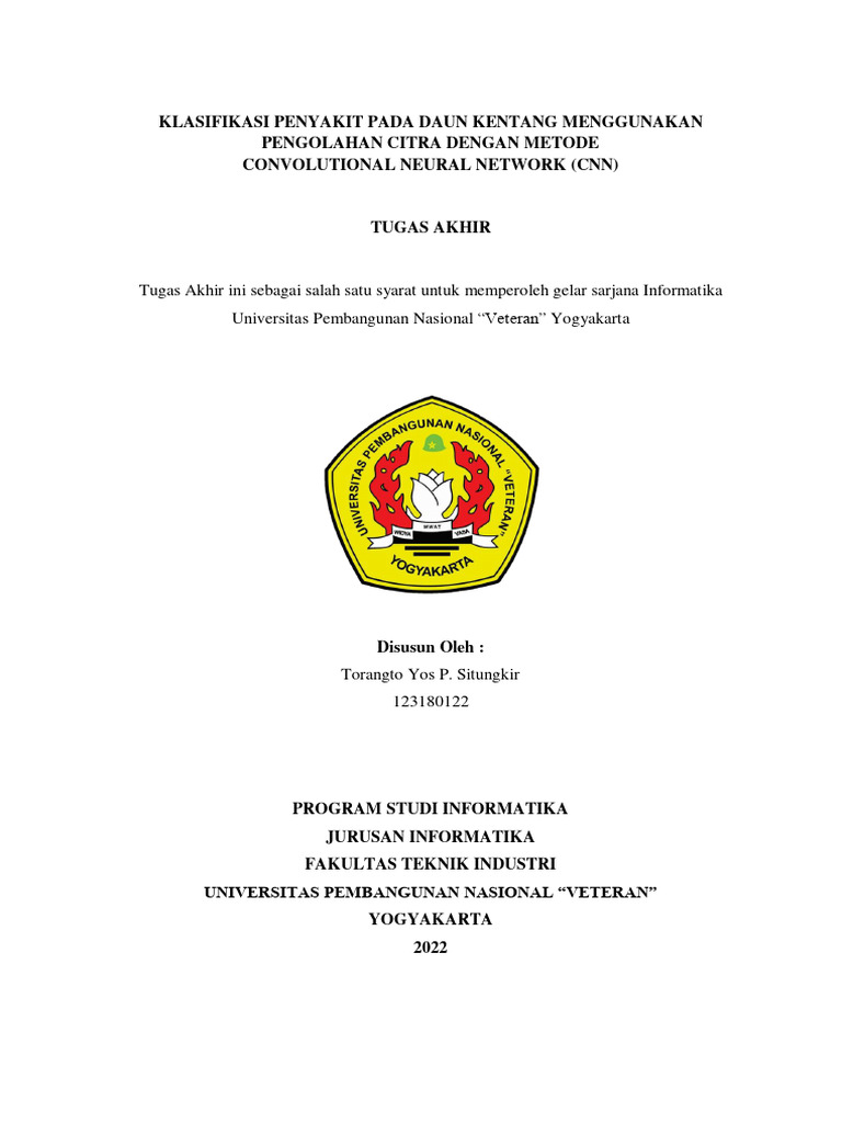 Klasifikasi Penyakit Daun Kentang | PDF