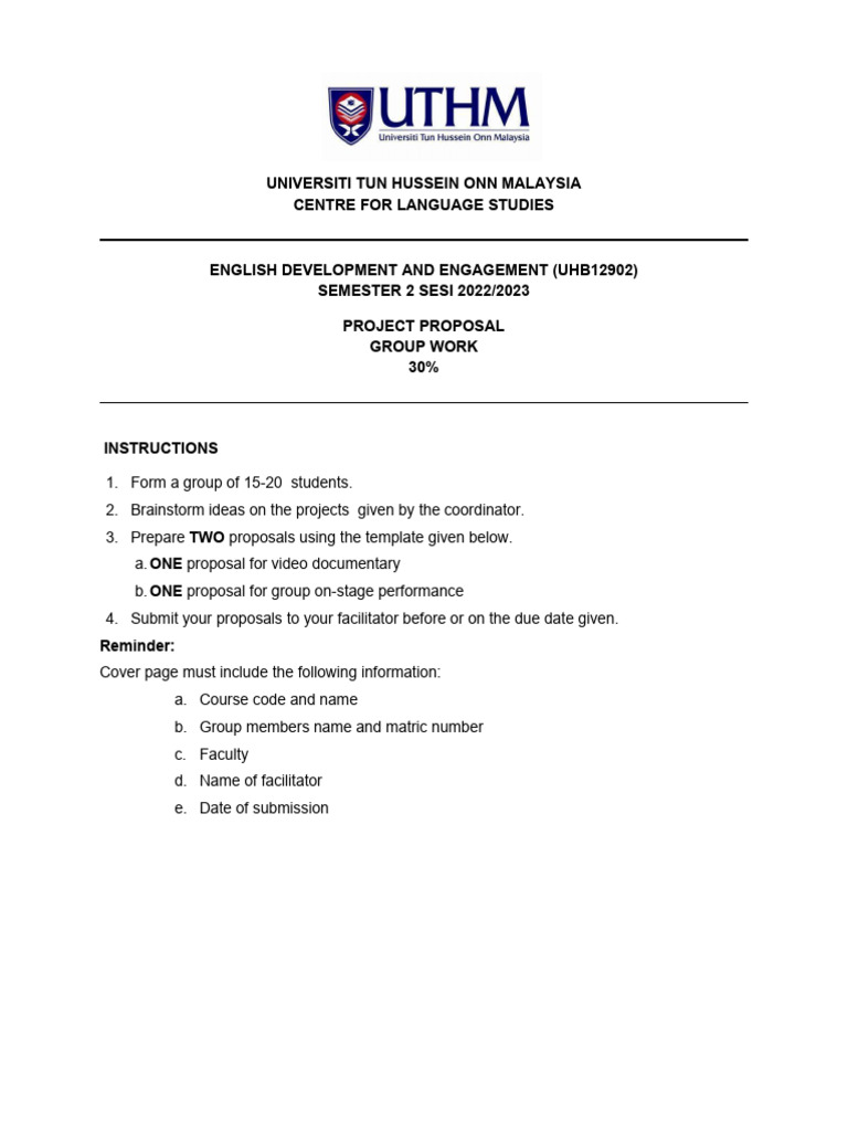Group Project Proposal Guidelines | PDF | Grammar | Human Communication