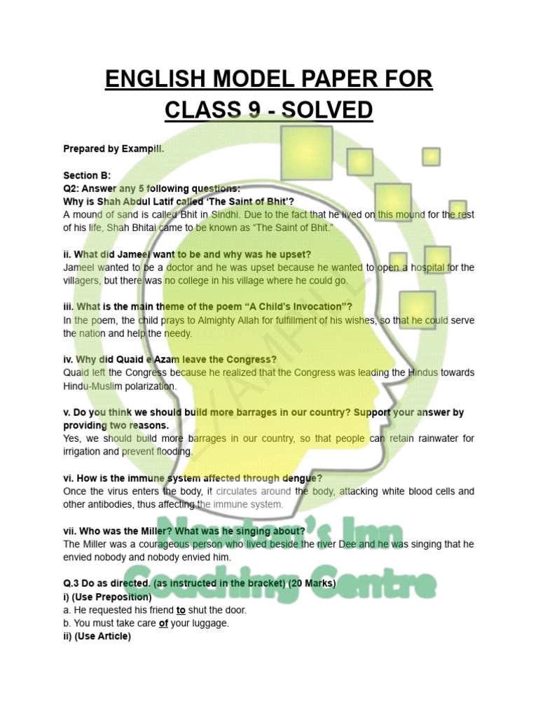 9th English Solved Model Paper 2023 | Download Free PDF | Linguistics ... 9th English Solved Model Paper 2023 | Download Free PDF | Linguistics ...