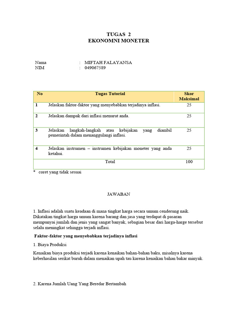 Tugas 2 Ekonomi Moneter | PDF