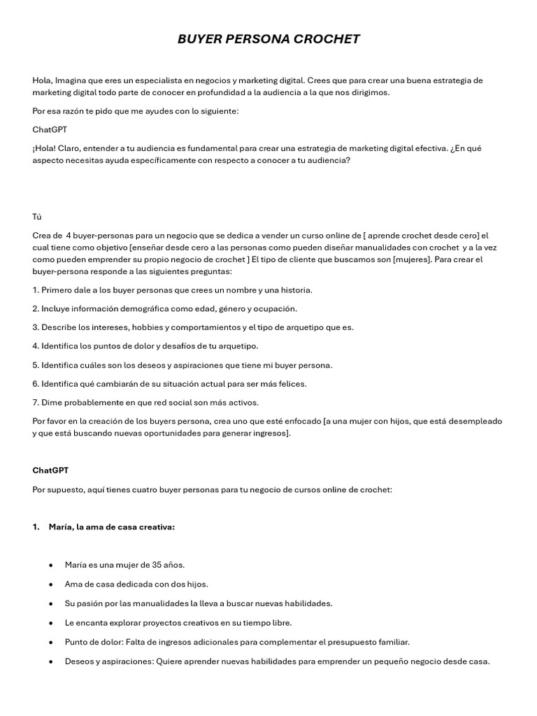 Buyer Persona Crochet | PDF | Marketing | Publicidad digital