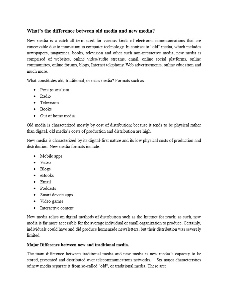 Whats New About New Media | PDF | Mass Media | New Media