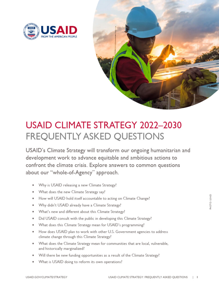 USAID Climate Strategy 2022 2030 FAQ | PDF | United States Agency For ...