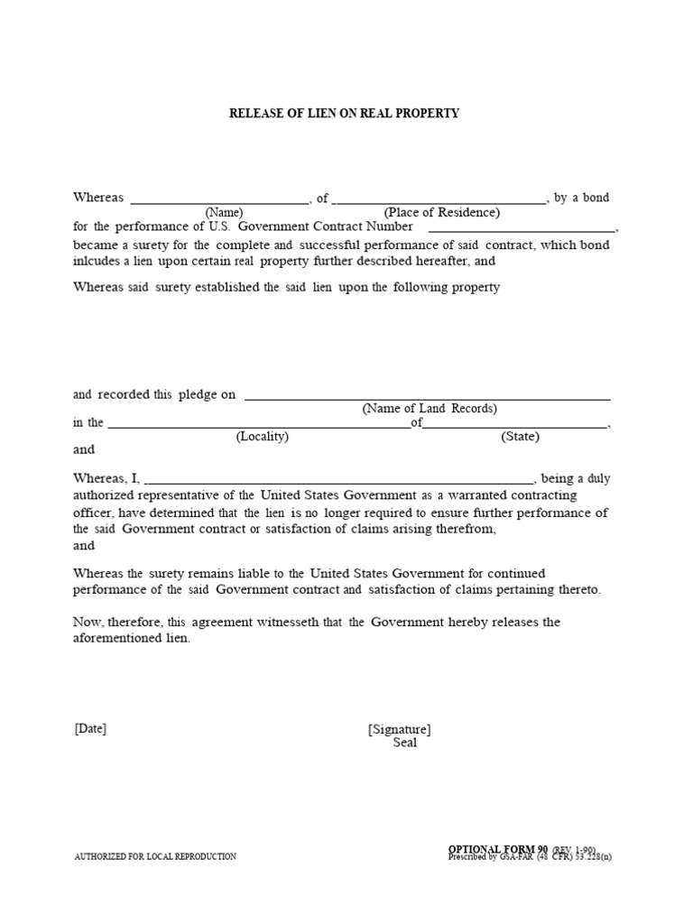Release of Lien on Real Property Form | PDF | Law