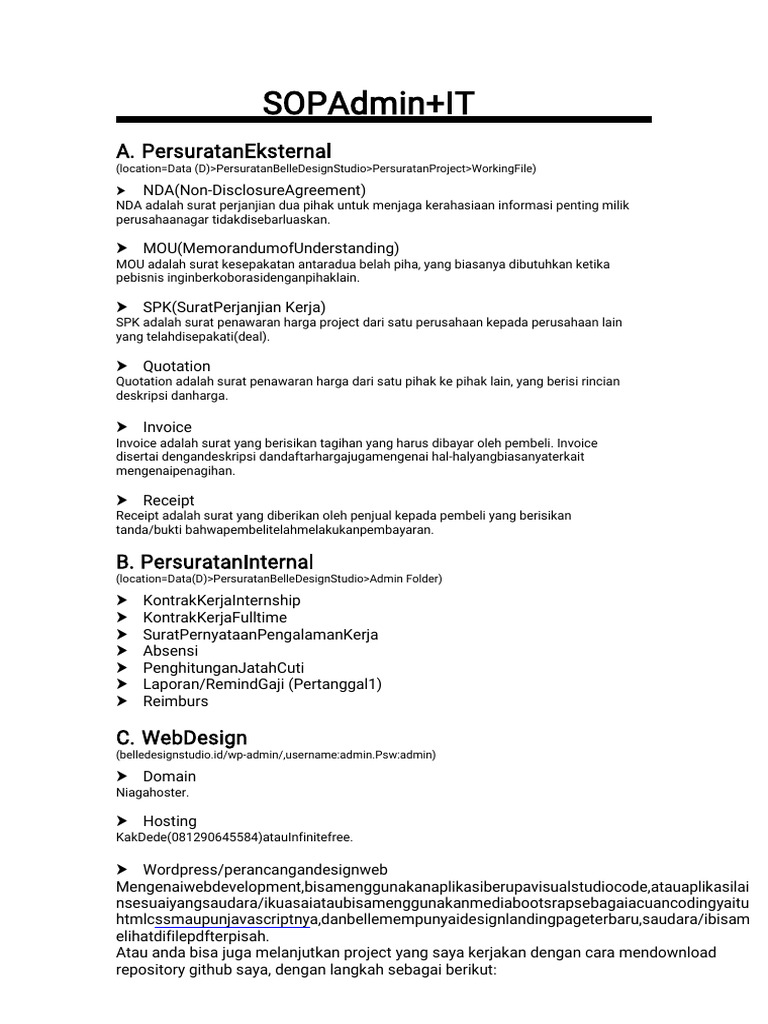 SOP Admin + IT | PDF | Bisnis | Pengelolaan Keuangan & Uang