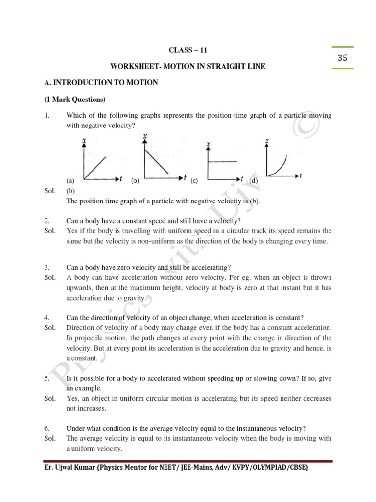 Motion in Straight Line | PDF | Acceleration | Velocity