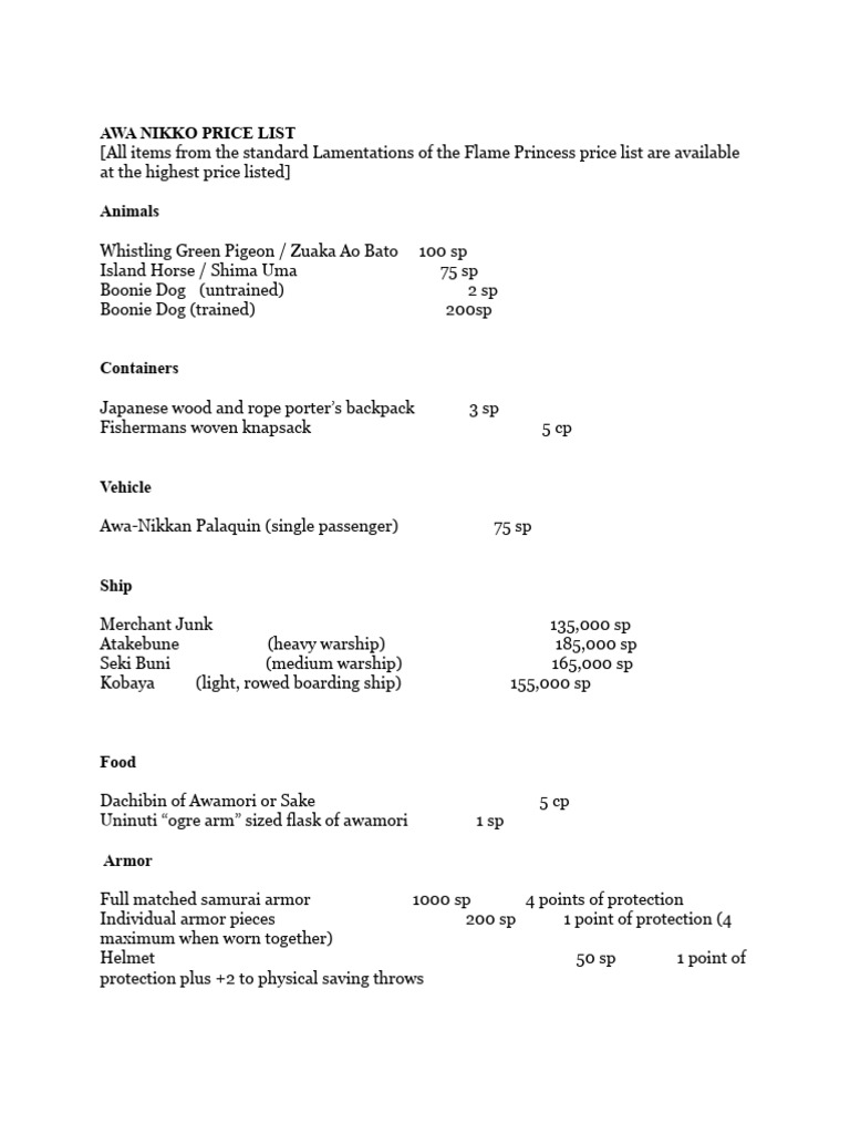 Equipment List Nebulith 2 | PDF