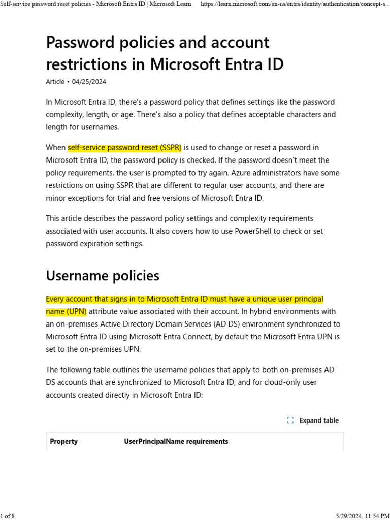 Self-Service Password Reset Policies - Microsoft Entra ID Microsoft ...