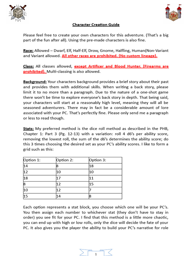 Sea of The Damned Character Creation Guide | PDF | Gaming | Role Playing Games