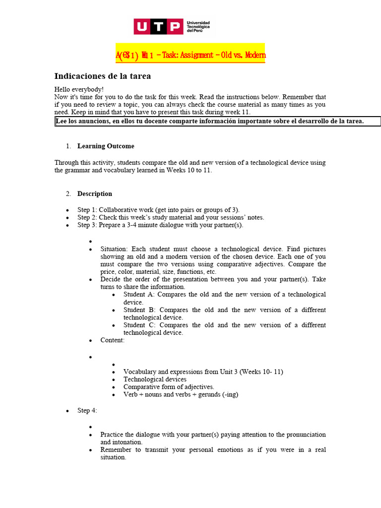 ? (AC-S11) Week 11 - Task Assignment - Old vs. Modern | PDF | English Language | Adjective