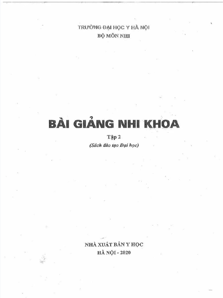 PDF Bai Giang Nhi Khoa Tap 2 Dhyhn 2020 Compress | PDF