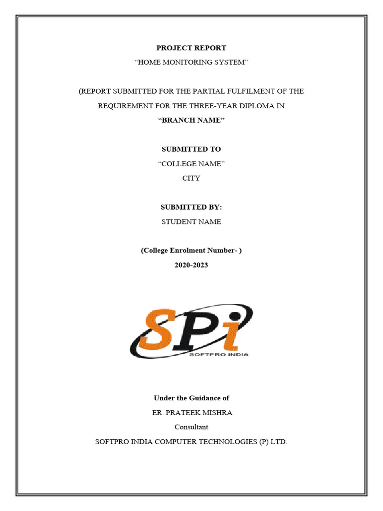 Report Format Home Monitoring | PDF | Internet Of Things | Robotics