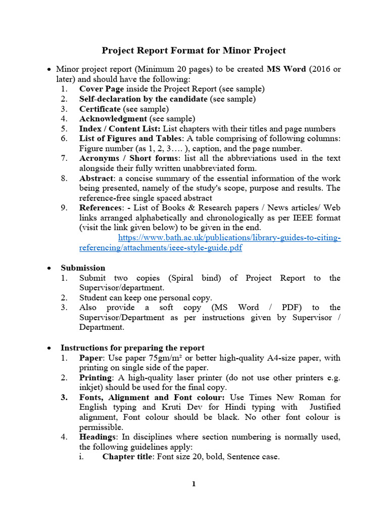 Minor Project Report Format | Download Free PDF | Printer (Computing) | Written Communication