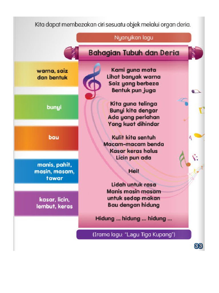 3.lagu Bahagian Tubuh Dan Deria | PDF