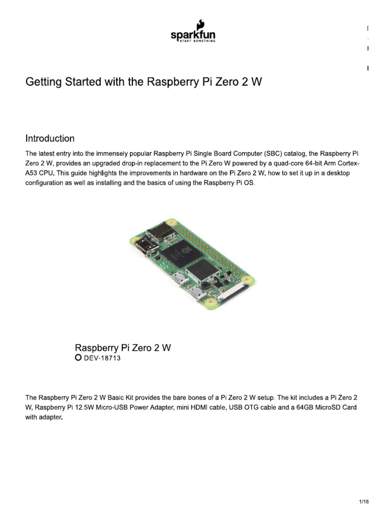 Getting Started With The Raspberry Pi Zero 2 W Web | PDF