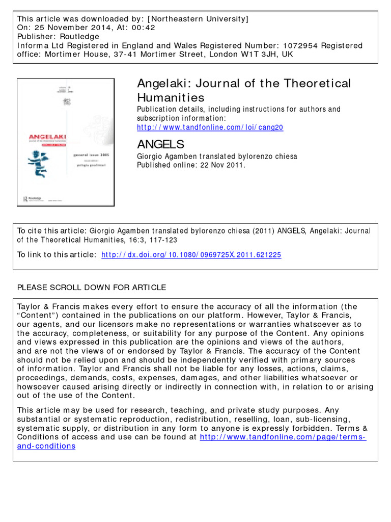 Agamben Angels | PDF | Angel | Religious Belief And Doctrine