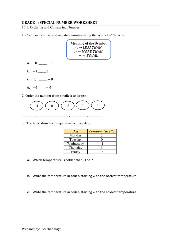 Grade 4 Special Numbers Worksheet | PDF | Numbers | Arithmetic