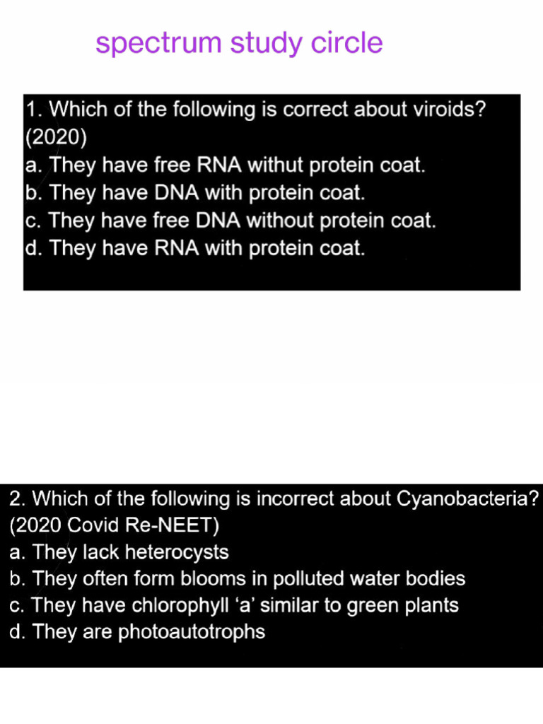 Biological Classification (Pyq) Spectrum Study Circle | PDF