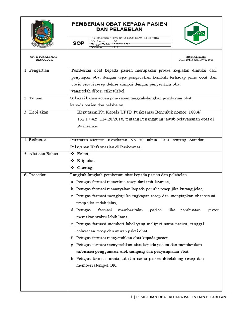 Sop-Pemberian Obat | PDF