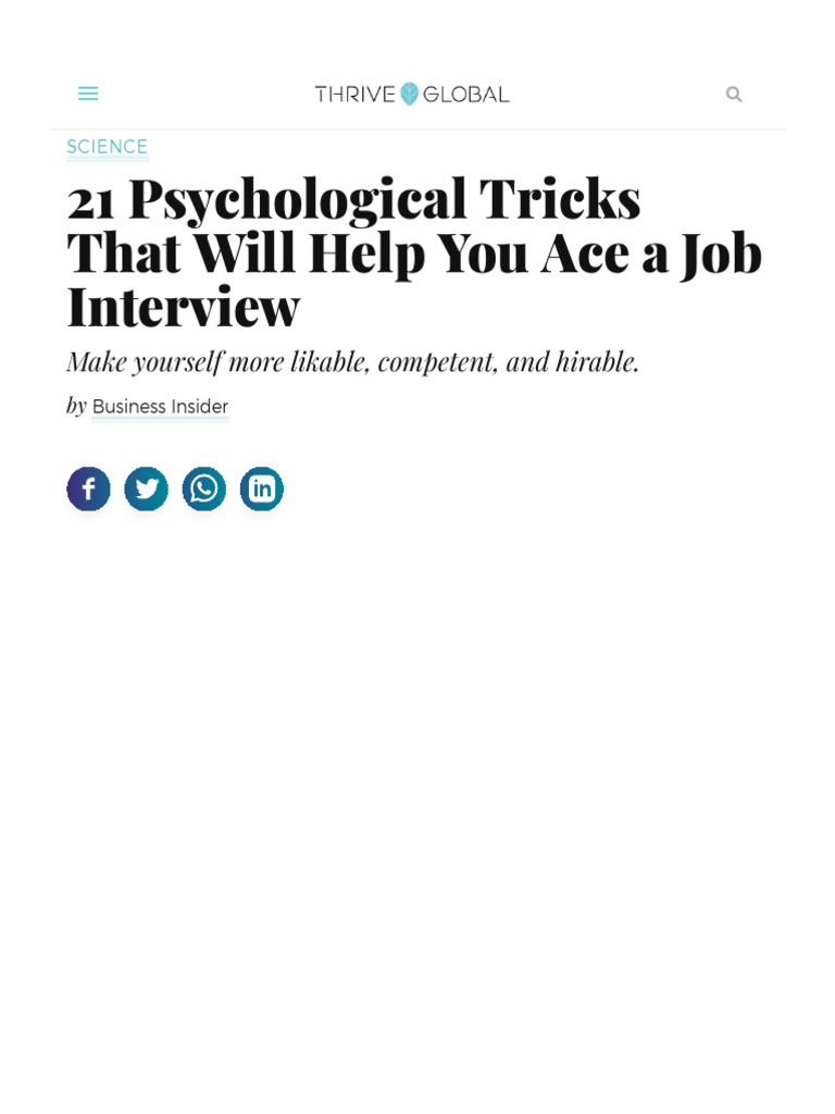 21 Psychological Tricks for Job Interviews | PDF | Body Language | Job ...