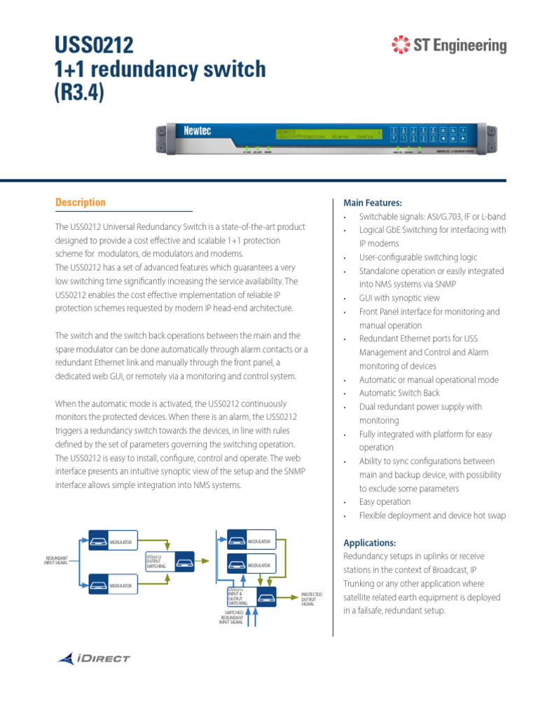 USS0212 1+1 Redundancy Switch | Download Free PDF | Network Switch | Computer Engineering