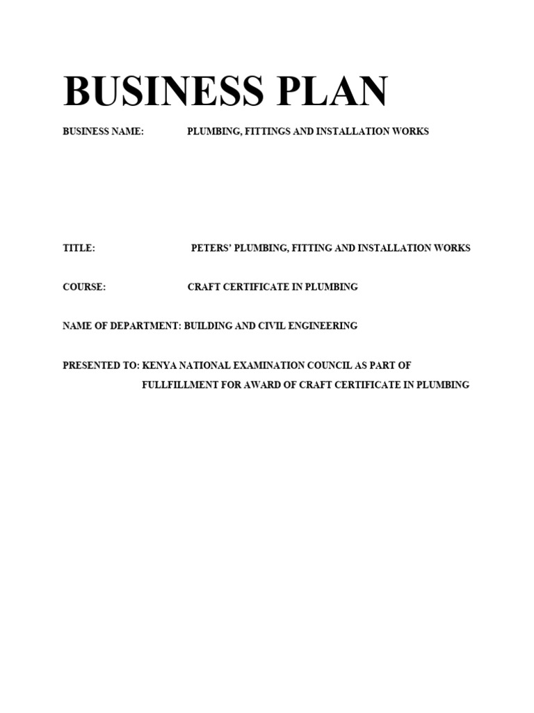 Plumbing Business Plan Overview | PDF | Plumbing | Prices