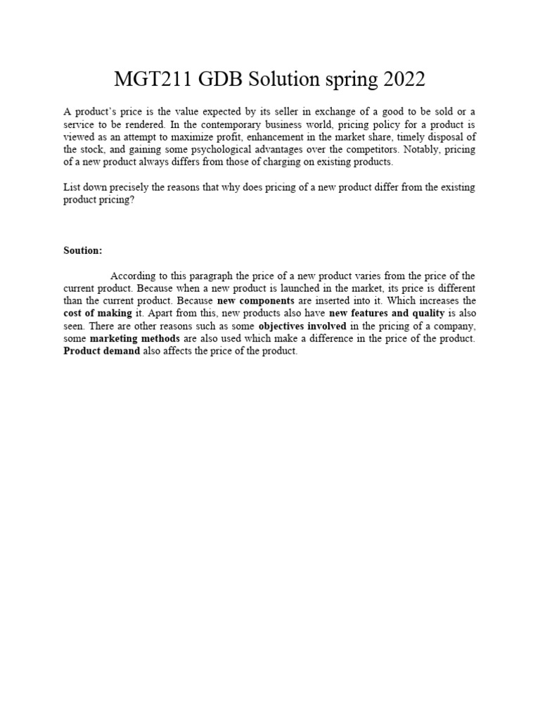 MGT211 GDB Solution Spring 2022 | PDF