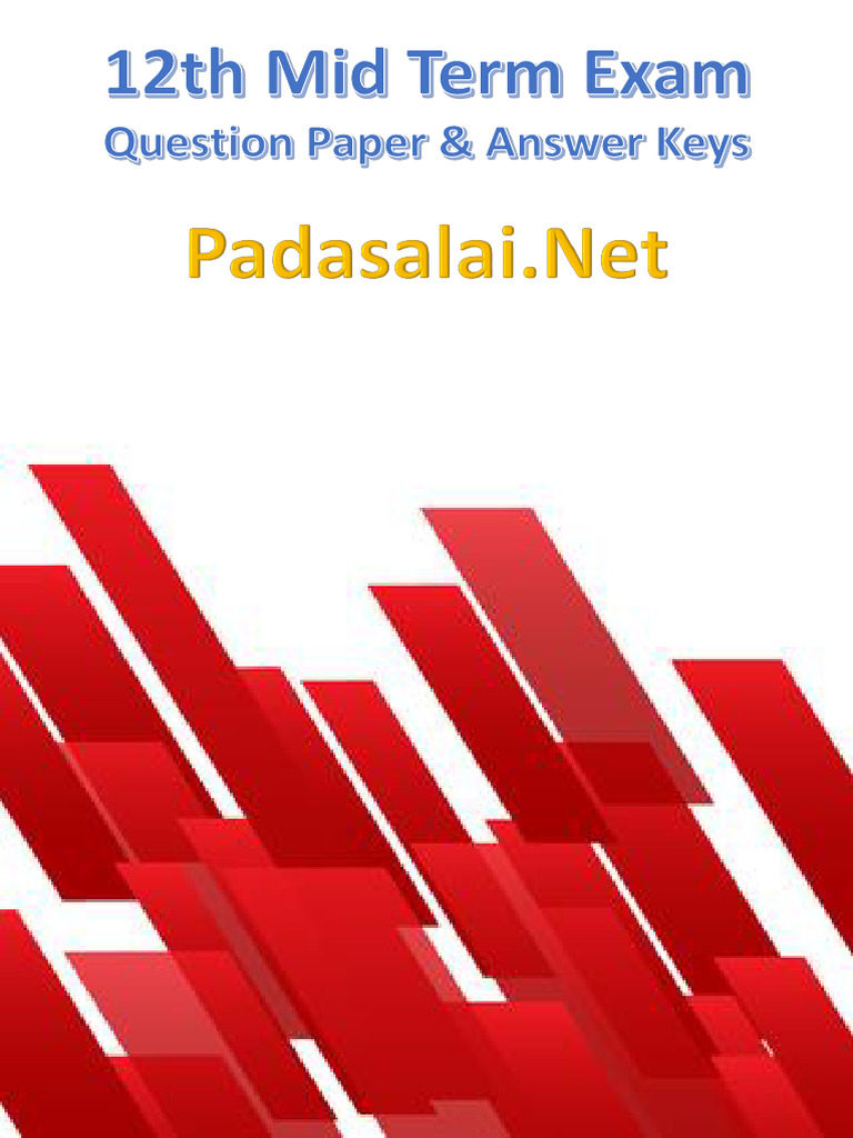 12th English - 1st Mid Term Exam 2021 - Question Paper - English Medium PDF Download | PDF