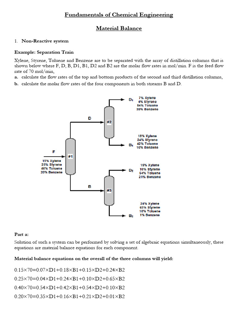 Material Balance | PDF | Matrix (Mathematics) | Equations