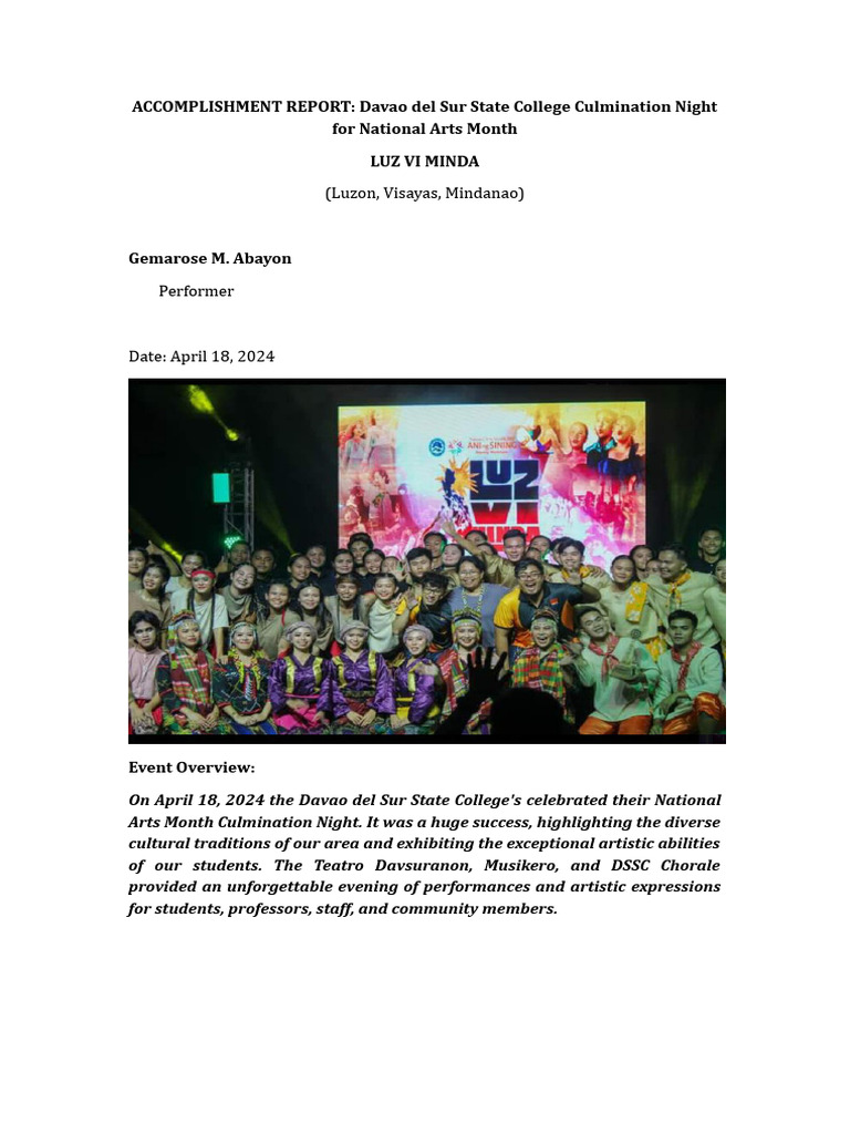 Abayon - Accomplishment Report | PDF | Philippines | Dances