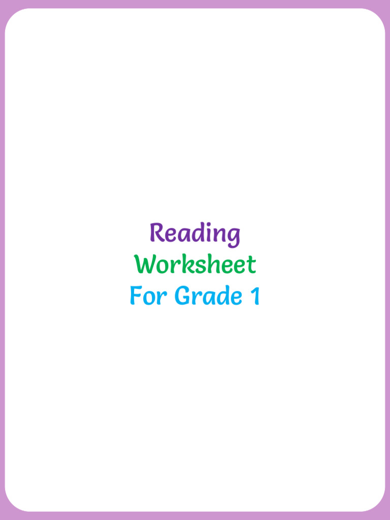 Grade 1 Reading Fluency Worksheet | PDF | Language Arts & Discipline ...