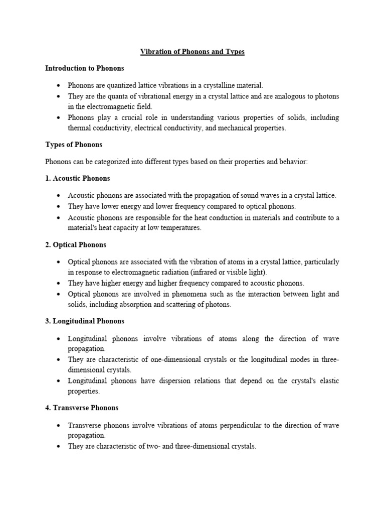 Vibration of Phonons and Types | PDF | Phonon | Theoretical Physics