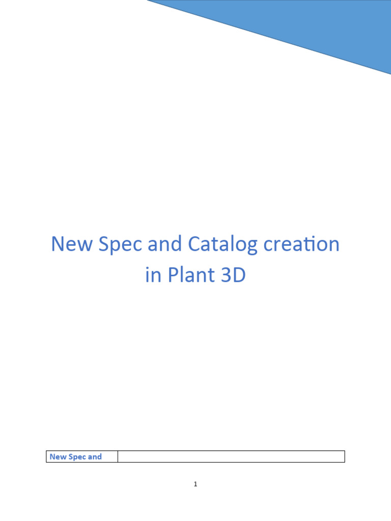 AutoCAD Plant 3D New Spec Creation | PDF