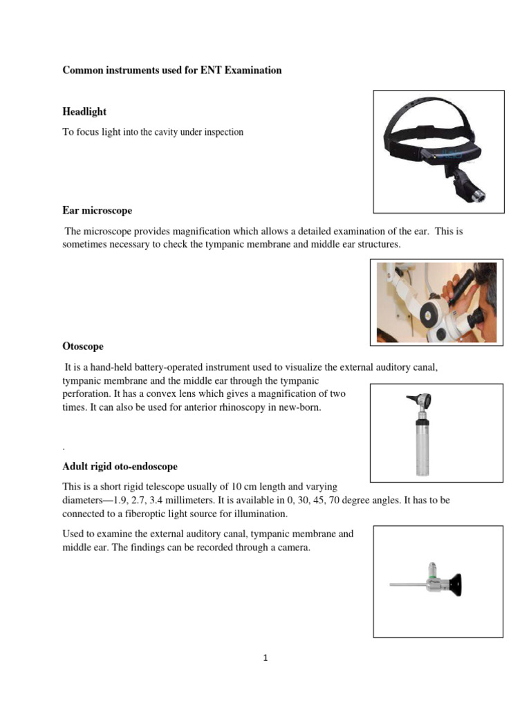 Essential ENT Examination Instruments | PDF | Ear | Otorhinolaryngology