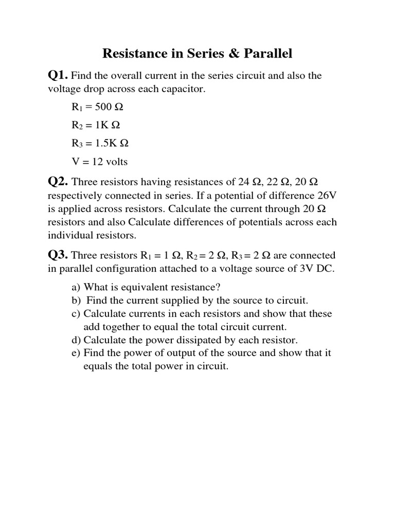 Physics Numericals Numericals | PDF | Series And Parallel Circuits ...