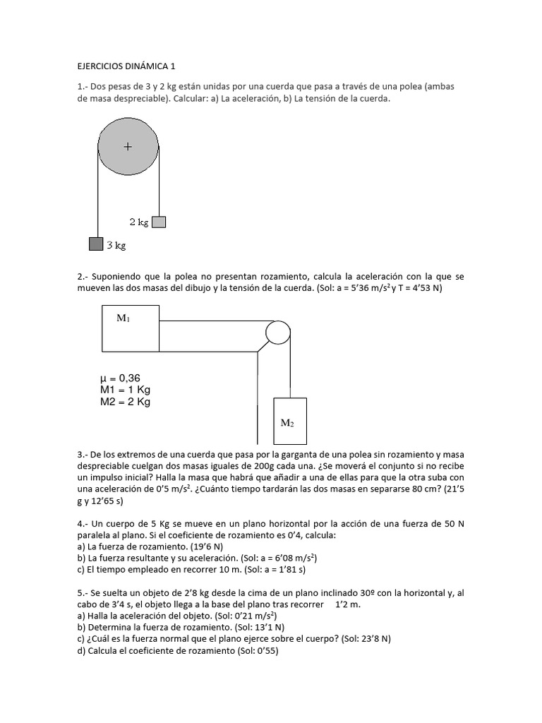 Ejercicios Dinã¡mica 1 | PDF
