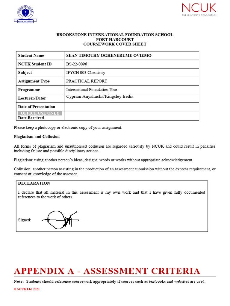 Chemistry Coursework 1 | PDF | Titration | Chemistry
