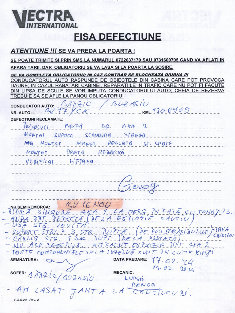 Fisa de Reparatie-Interventie BV-16-NOU Din 19.02.2024 Pag. 2 | PDF