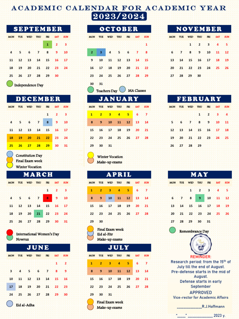 2023/2024 Academic Calendar Overview | PDF
