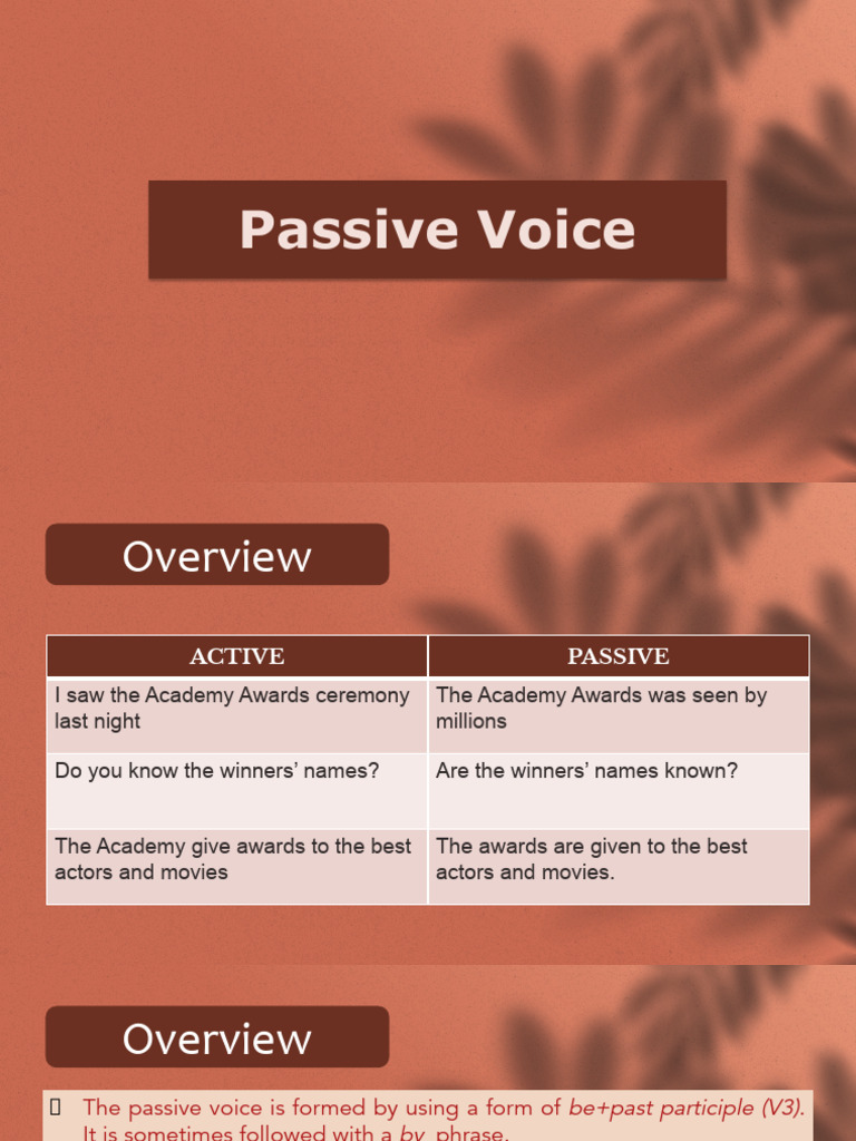 Understanding Passive Voice Usage | PDF | Verb | Grammatical Tense