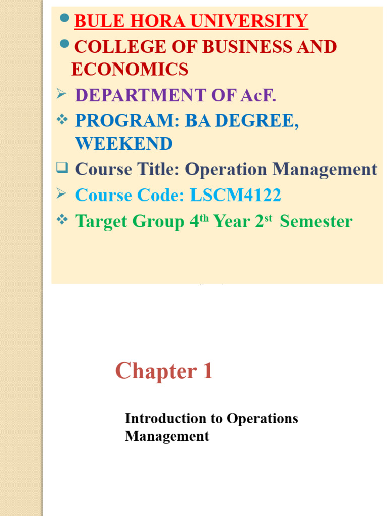 OM Chapter 1 | PDF | Factors Of Production | Labour Economics