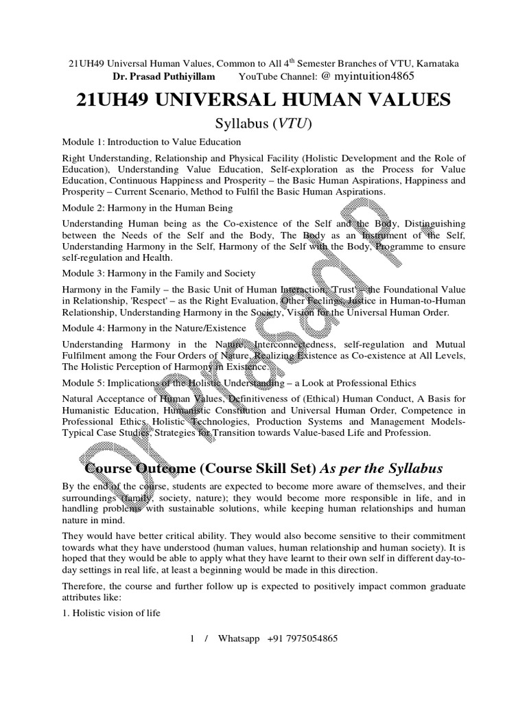 21UH49 UHV Module 1 | PDF | Morality | Happiness