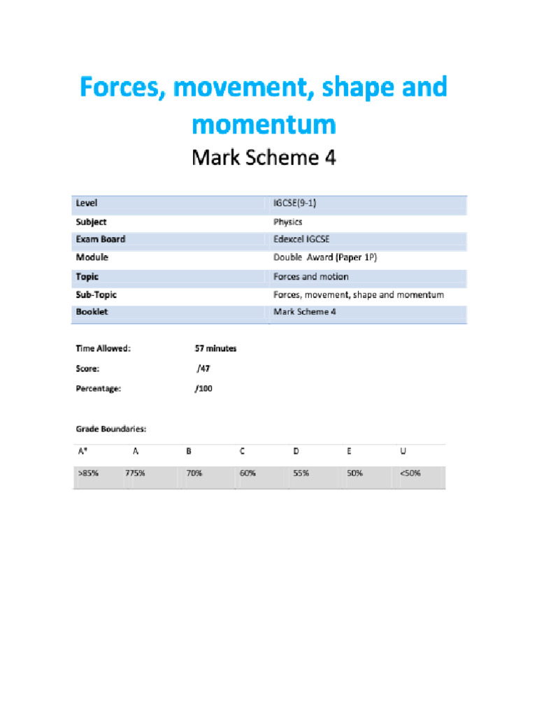 1.2d MS4 - Forces - Movement - Shape - and - Momentum - 1p - Edexcel ...