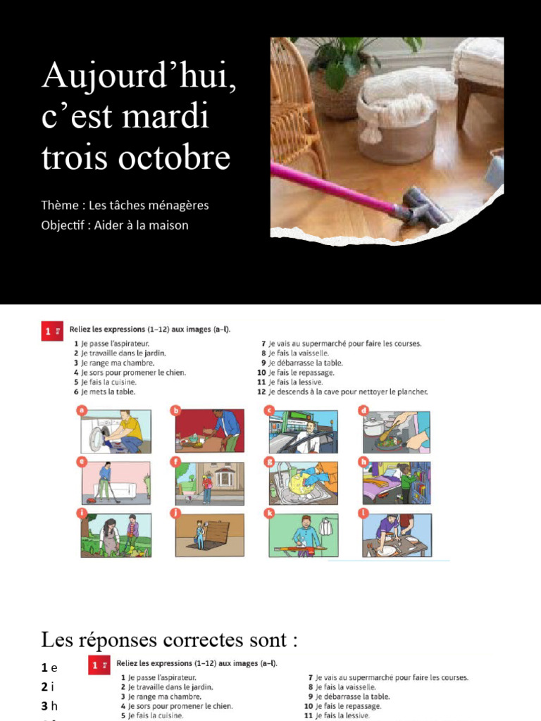 Révision du Passé Composé et Tâches Ménagères | PDF | Morphologie ...